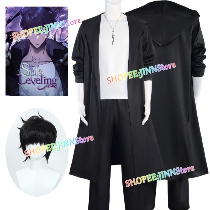 - JINN - Anime SOLO LEVELING Sung Jinwoo Cosplay Costume Wig Trench ...