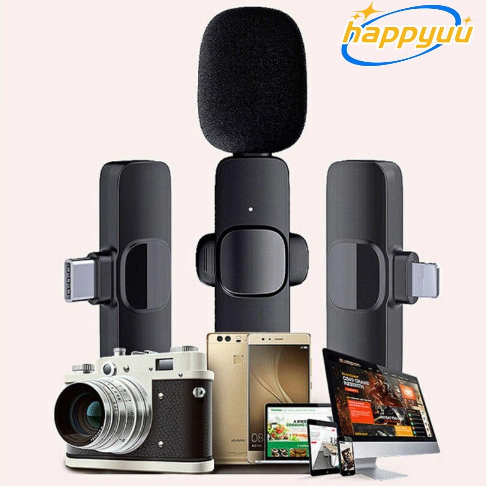HAPPYUU Wireless Lavalier Microphone, Portable Audio Video Recording ...