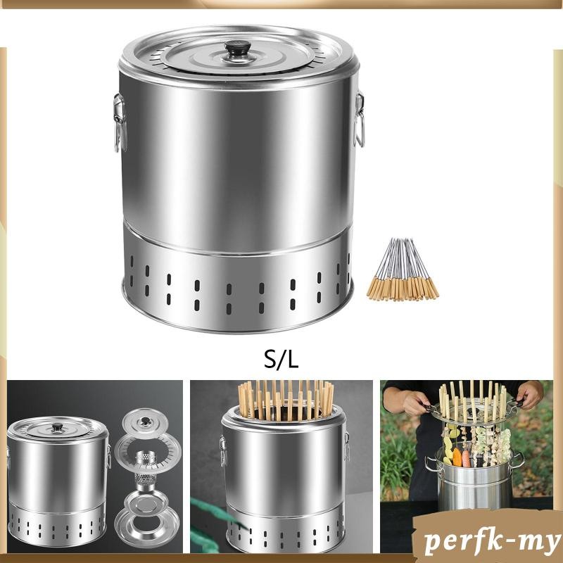 [PerfkMY] Barbecue Bucket Grill Smokeless Furnace Steel Grill Barrel ...