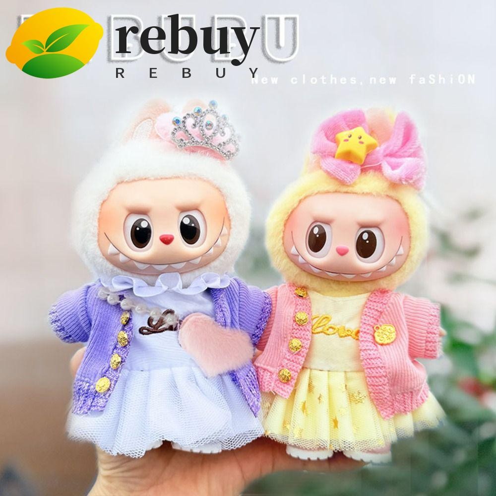 REBUY Sitting Labubu Time Cloth, Bow Coat&Dress Labubu Doll's Cloth Set ...