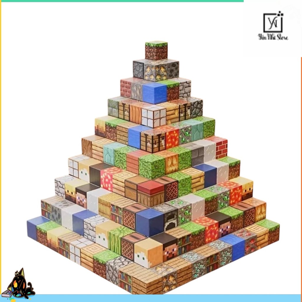 Set of 300 Magnetic MineCraft Blocks - Helps Children Train Thinking ...