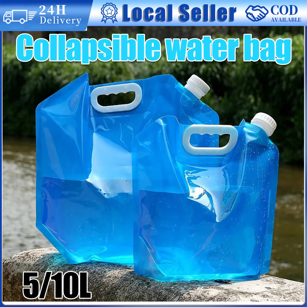5L/10L Portable Collapsible Water Storage Bag Foldable Outdoor Water Container For ...