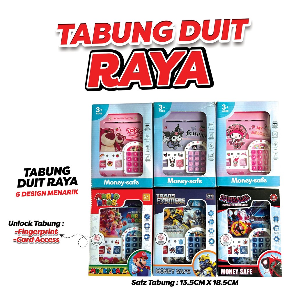 [MOMMYHAPPY] Tabung Duit Raya Kanak-kanak | Simpan Duit Kertas Syiling ...
