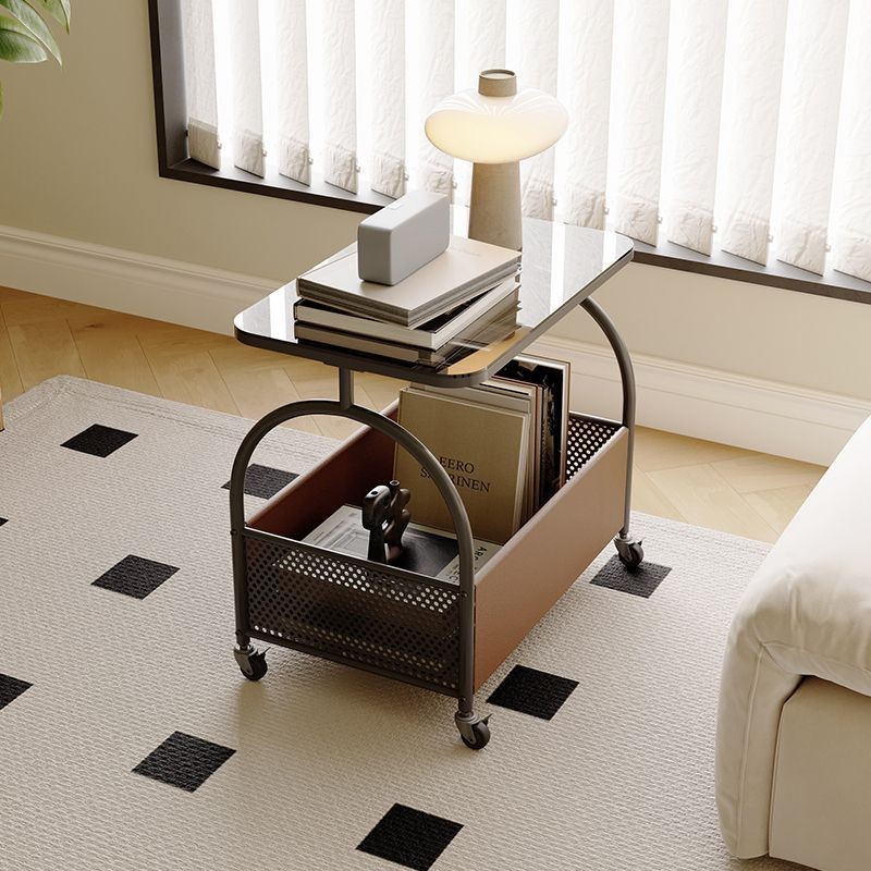Cream mobile tea table cart with wheels simple bedside head living room ...