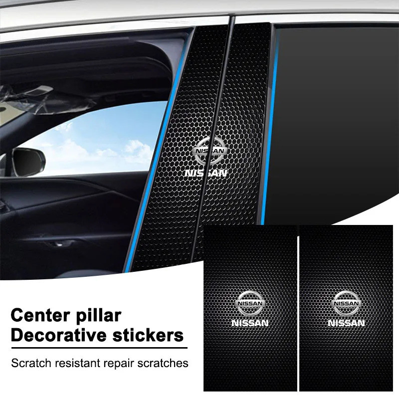 2PC Car Emblem Center Pillar Sticker Auto Door Decorative Stickers For ...