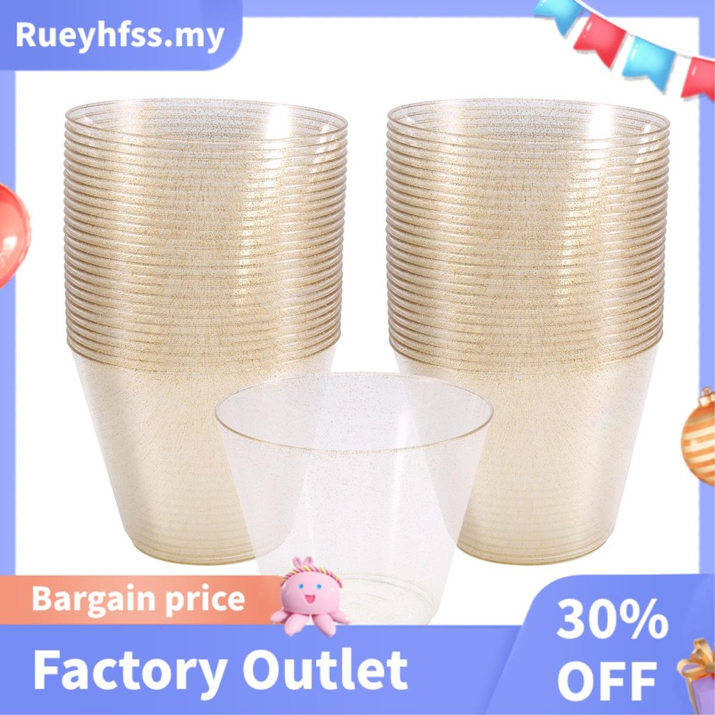 Gold Plastic Cups Clear Plastic Wine Glasses, Fancy Disposable Hard ...