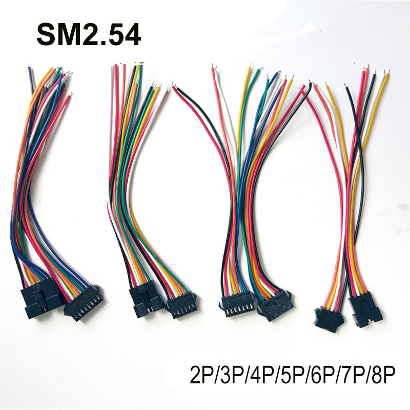 10Pairs SM2.54 Wire 2Pin 3/4/5/6/7/8P JST LED Connector Male and Female ...
