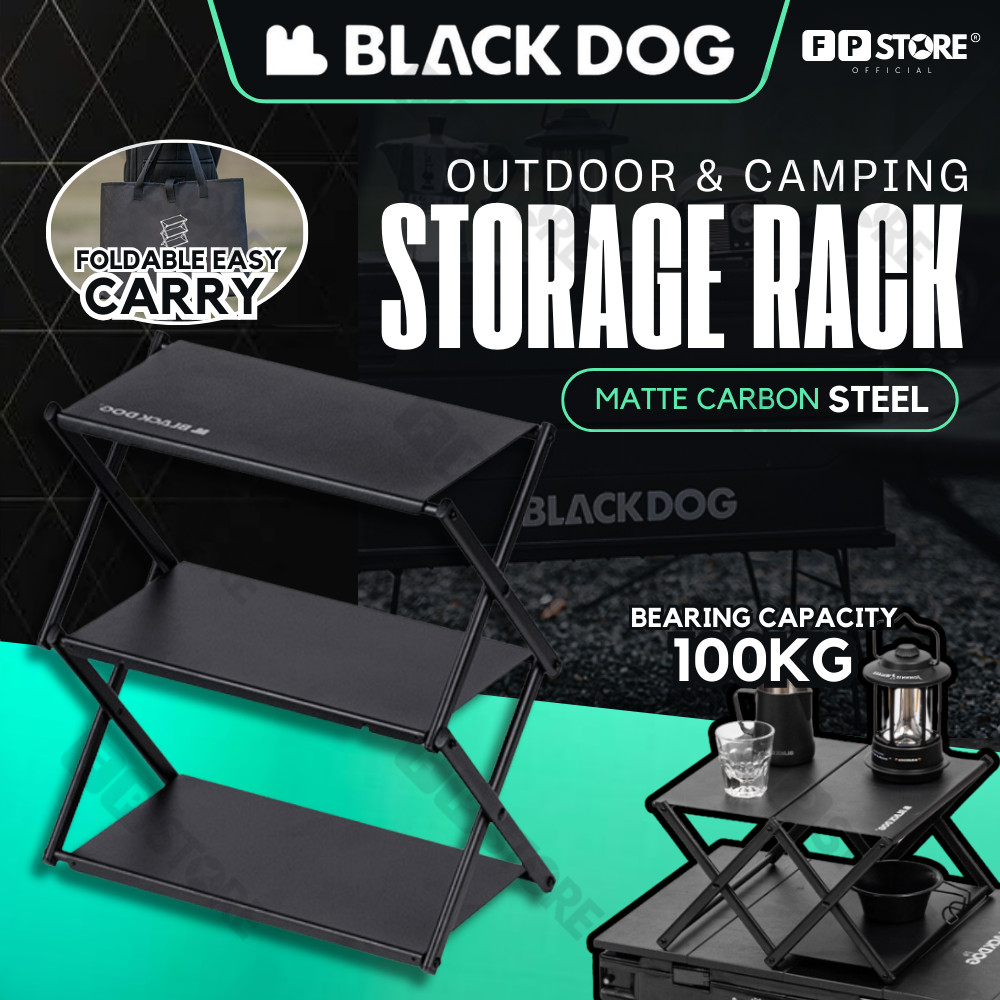 [ COD READY STOCK ] BLACKDOG Foldable Storage Rack 3 Layer Carbon Steel ...