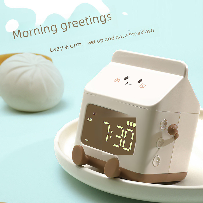 Spot Goods#Milk Box Creative Electronic Alarm Clock Student Special ...