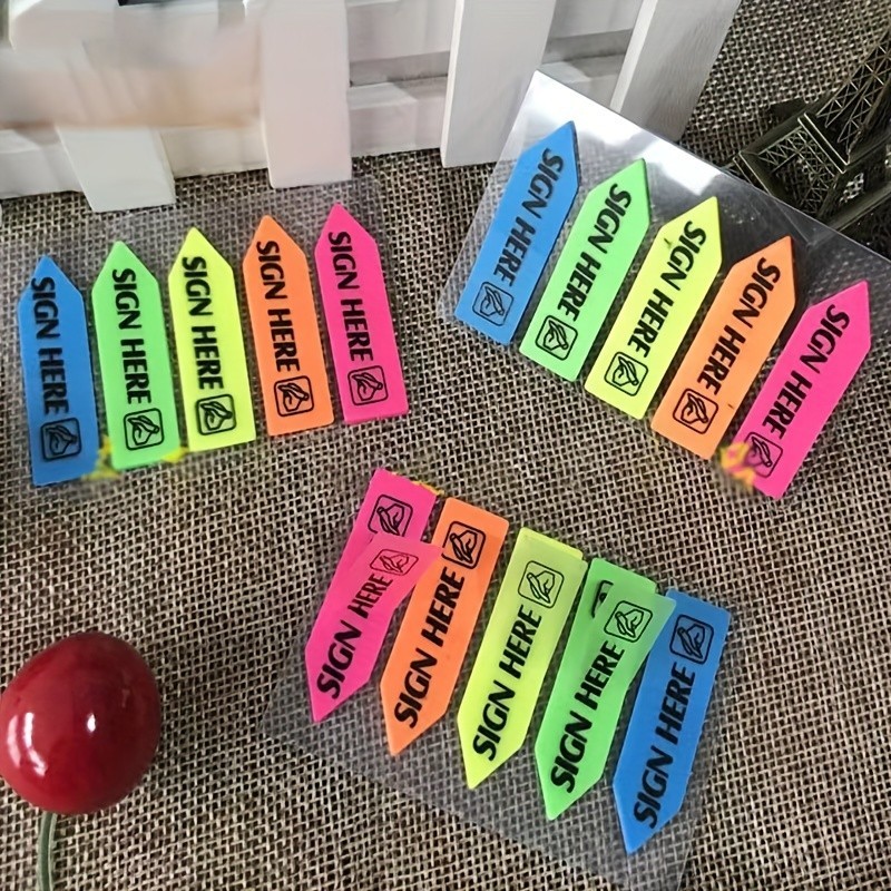 MOHAMM 100pcs PET Transparent Waterproof Sign Here Signature Index Tab ...