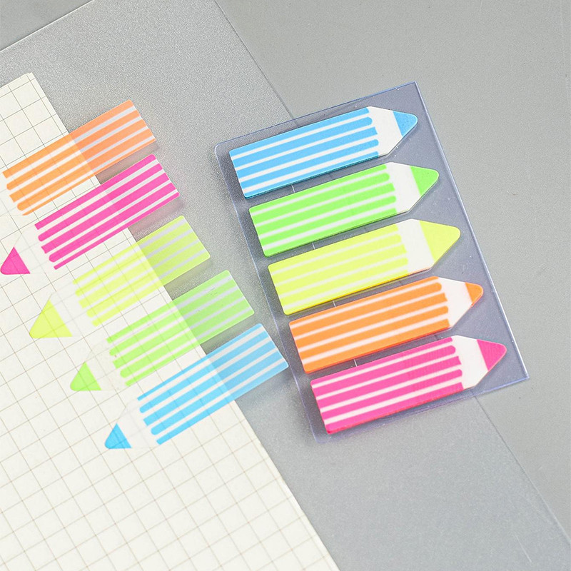 5 Packs Colorful Pencil Style Fluorescent Sticky Notes School Office ...