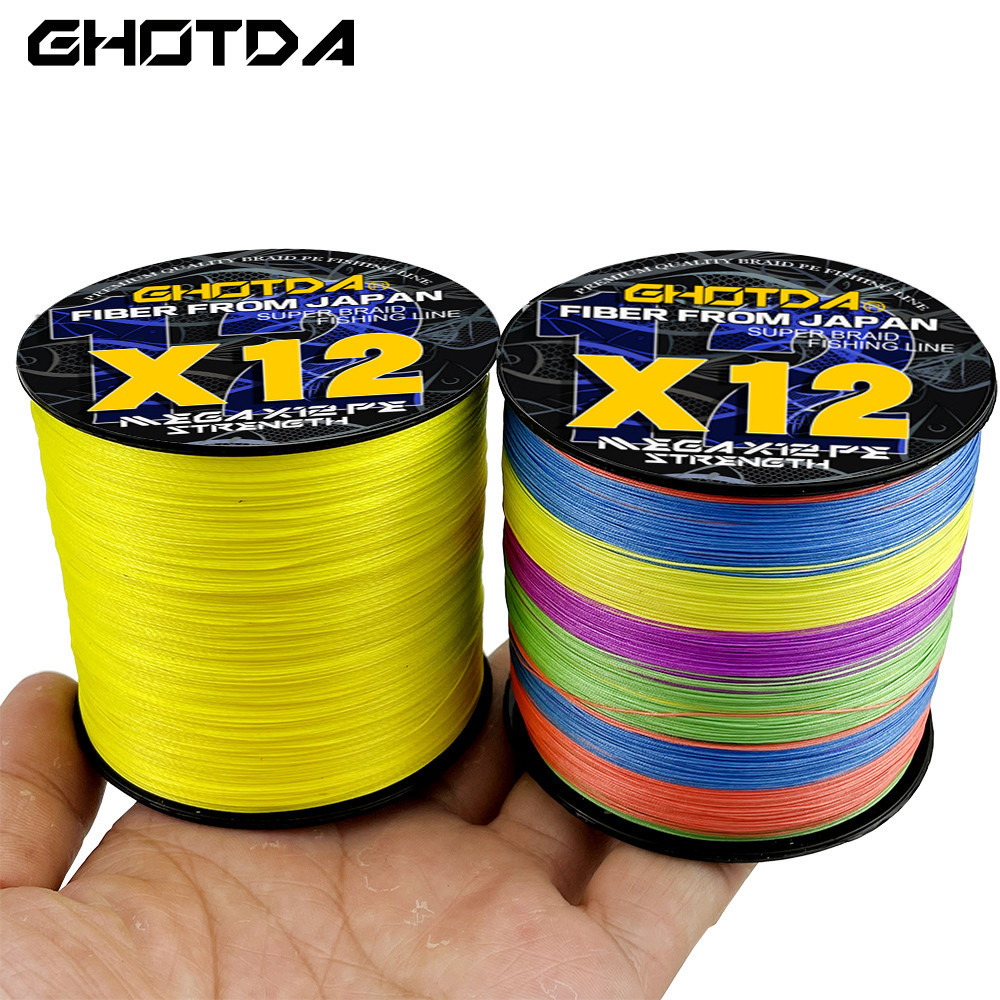 500m/300m X12 Strands Braided Fishing Line 25-200lb Multifilament PE Wire Super Strong Spinning ...
