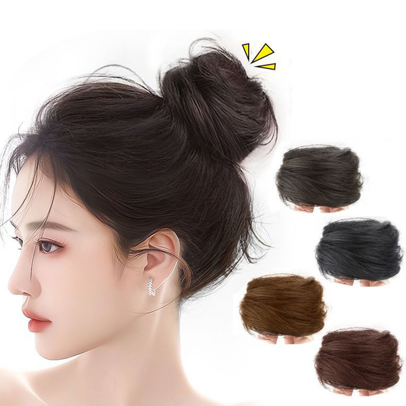 Women Wig Bun Hair Circle Cute Bud Head Half Marubo Real Human Hair ...