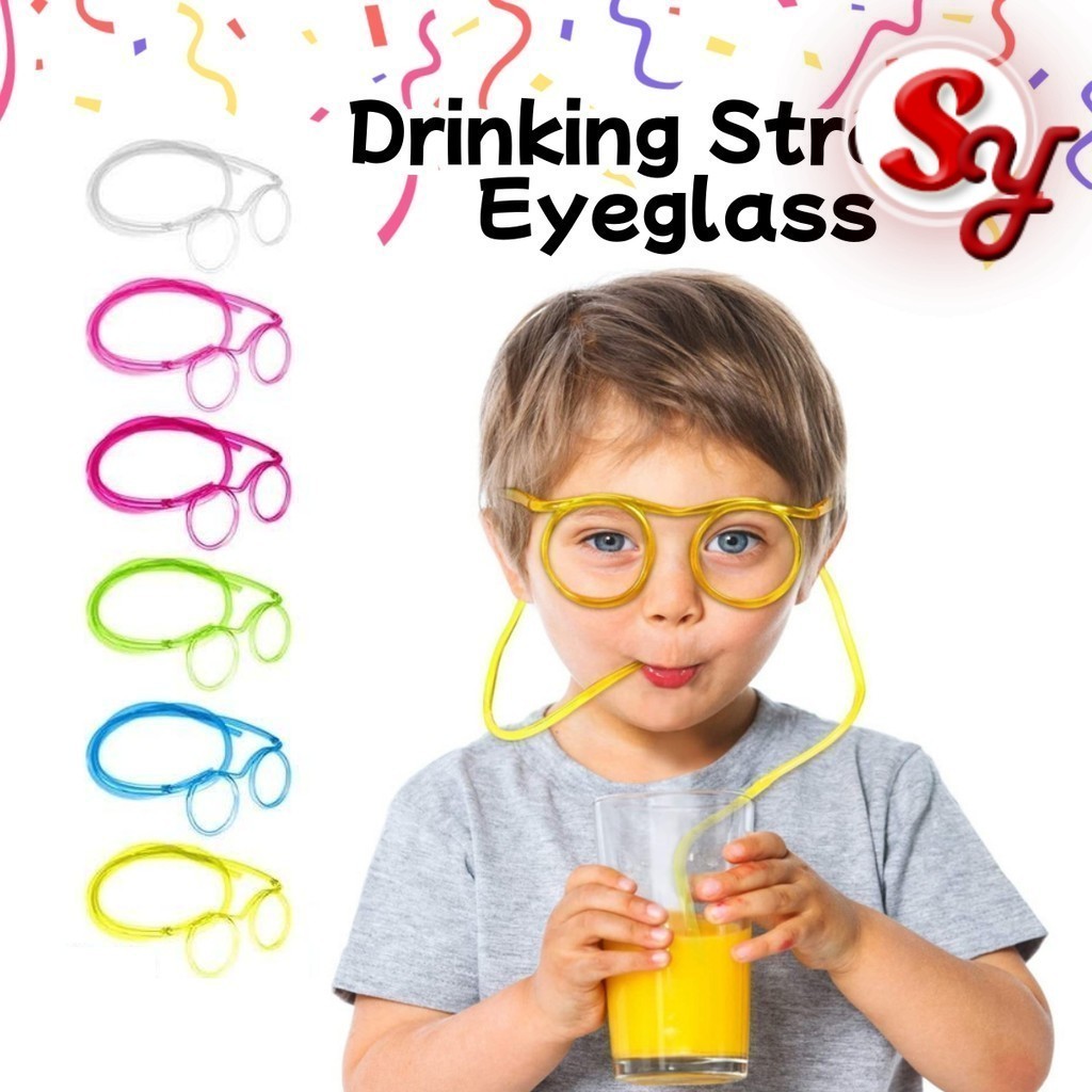Non Toxic Flexible Drinking Straw Eyeglass Detachable Long Kid Fun Eye ...