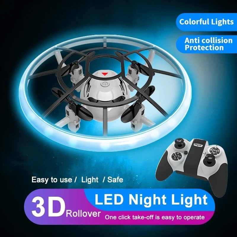 Mini Drone with LED Light Pocket Portable Helicopter Quadcopter Model ...