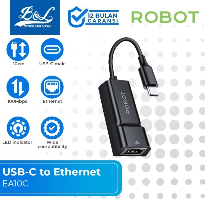 Robot EA10C Converter USB Type-C to Ethernet LAN RJ45 Adapter 100Mbps ...