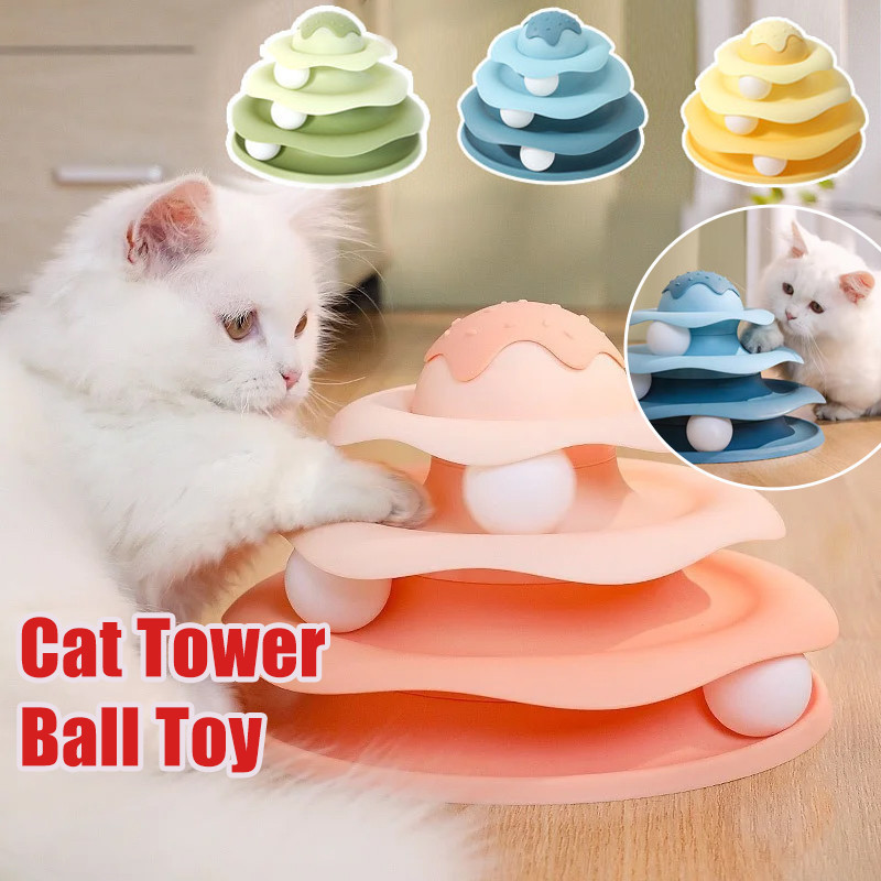4 Levels Cats Toy Tower Interactive Cat Intelligence Training Amusement ...