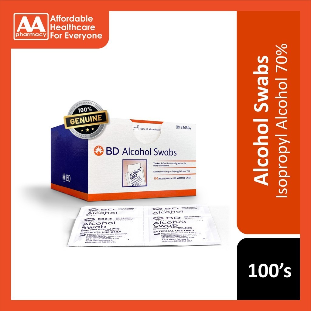 BD Alcohol (Isopropyl Alcohol 70%) Swabs 100's | Shopee Malaysia