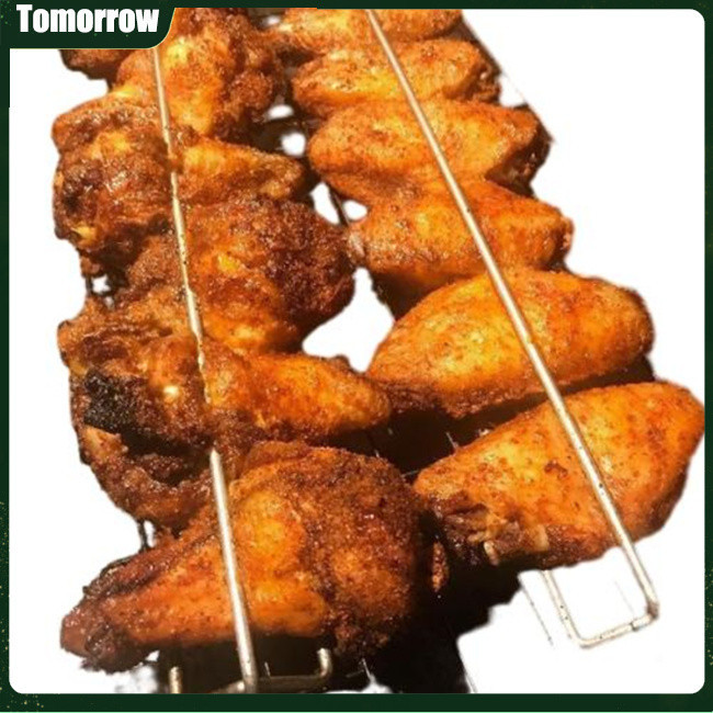 TOM 4 Pcs Wing Rails For Grilling Chicken Wings, Double Prong Clamping ...