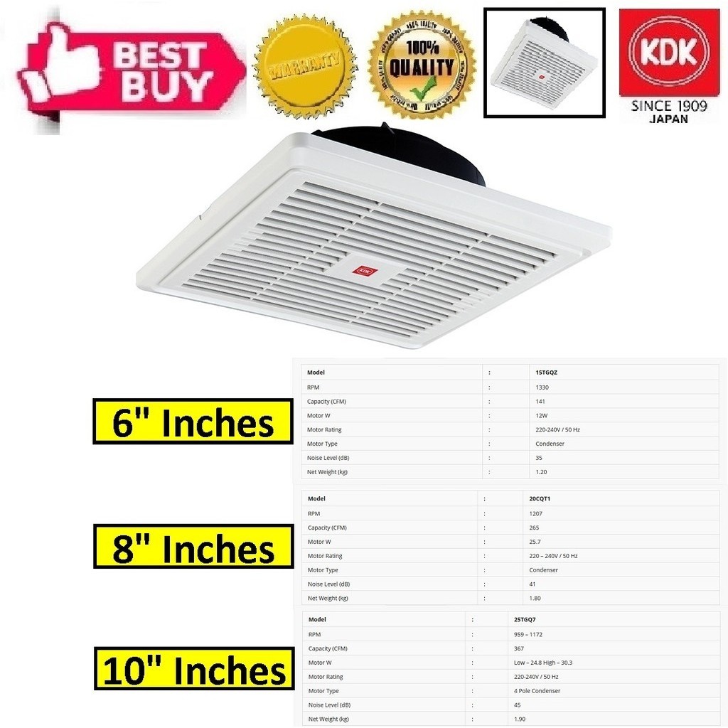 KDK Ceiling Mounted Ventilating FAN/Exhaust FAN (6''/8''/10'') | Shopee ...