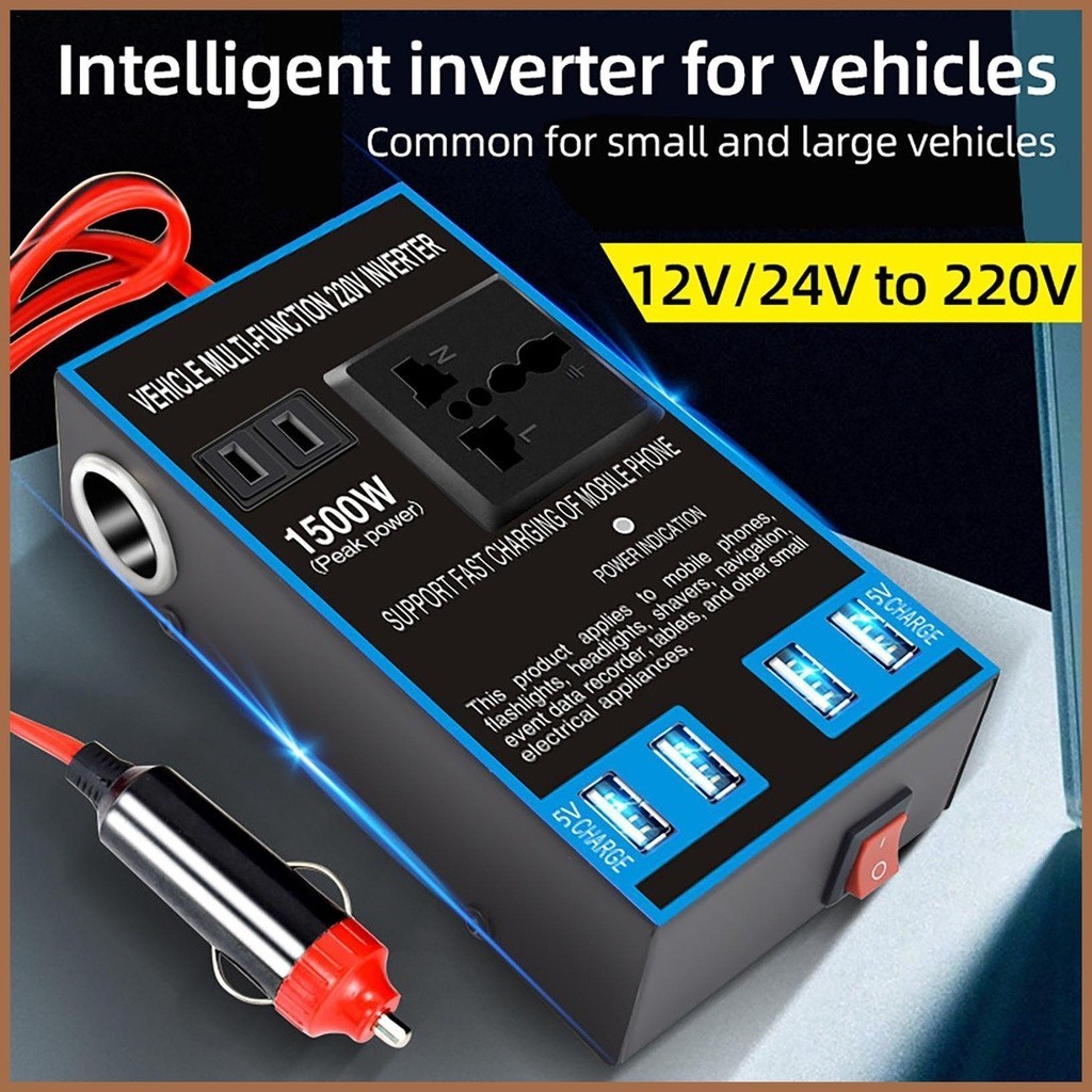 Car Power Inverter 12V/24V to 220V Universal Power Adapter Socket Plug ...