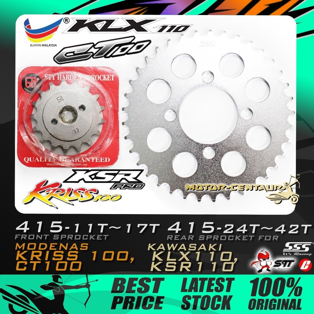 GEGANCU DEPAN & BELAKANG SSS/STT FRONT/REAR SPROCKET 415 KRISS 100 ...