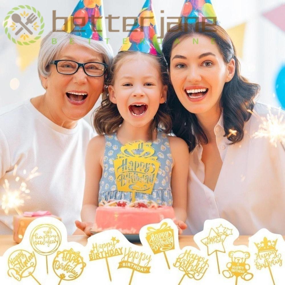 BETTER-JANE 10Pcs Happy Birthday Cake Decoration, Multiple Styles ...