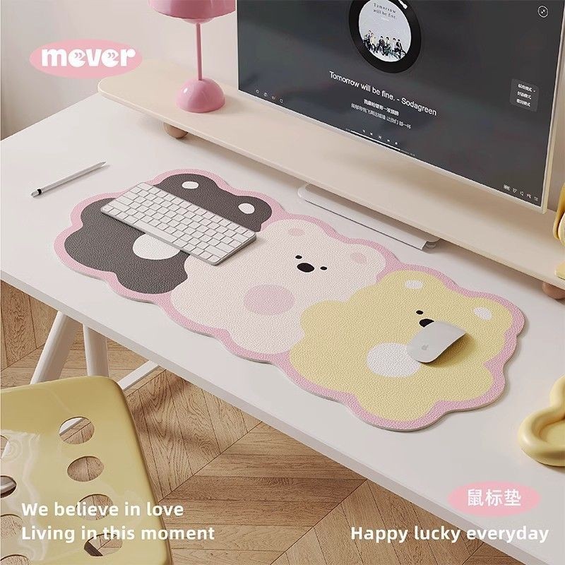 Leather Mouse Pad Candy Bear Large Mouse Pad Girls Computer Desk Pad ...