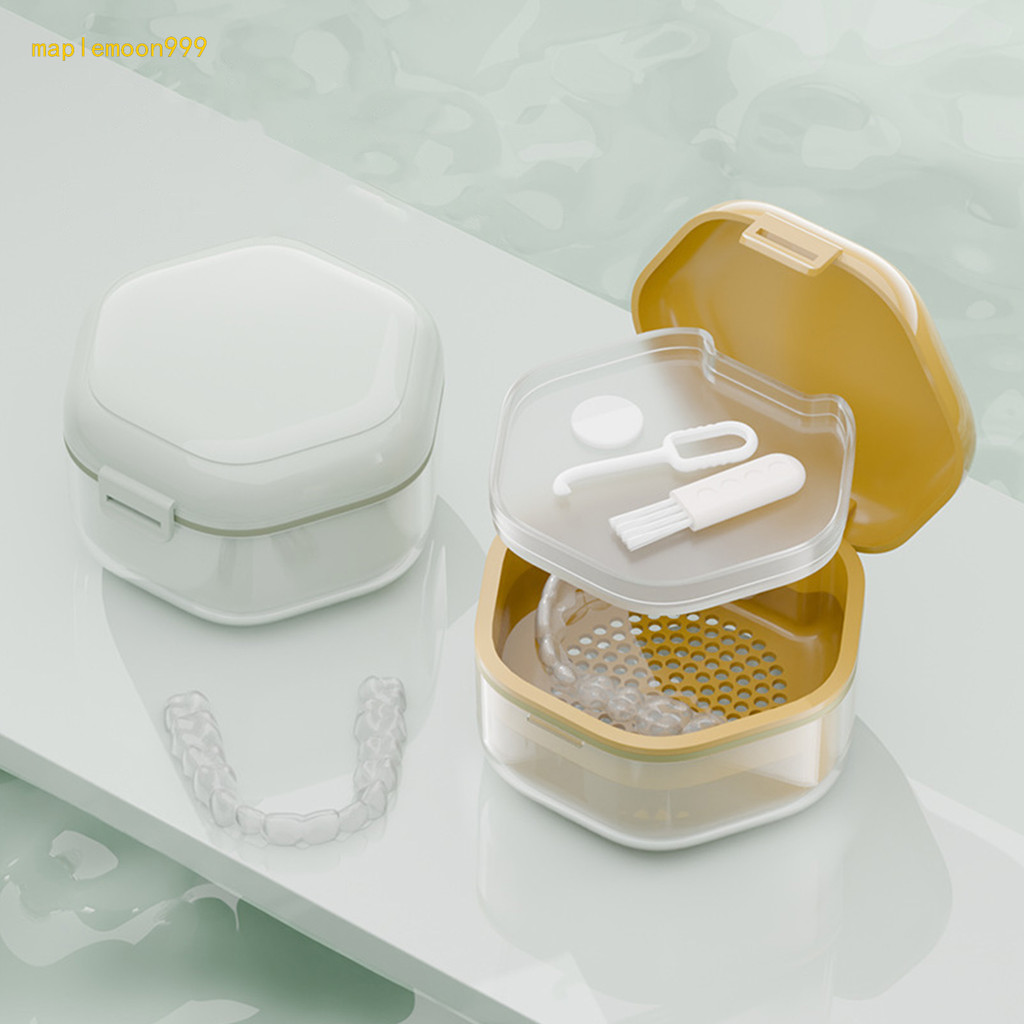 Denture Case Compact Easy Clean Retainer Box for Travel Mouth Guard ...