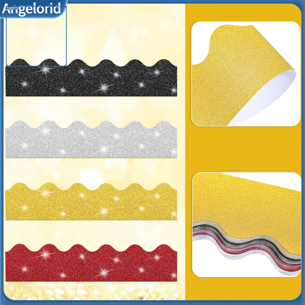 Scalloped Edge Borders 5 Colors Bulletin Board Borders 30pcs Glitter ...