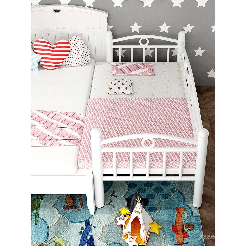 Wrought Iron Children's Bed Baby Bed with Guardrail Splicing Bed Wide ...