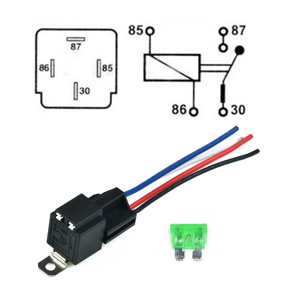 (BABYCITY-MY) High Quality 12V Relay 4 pin with Socket Base/Wires/Fuse ...