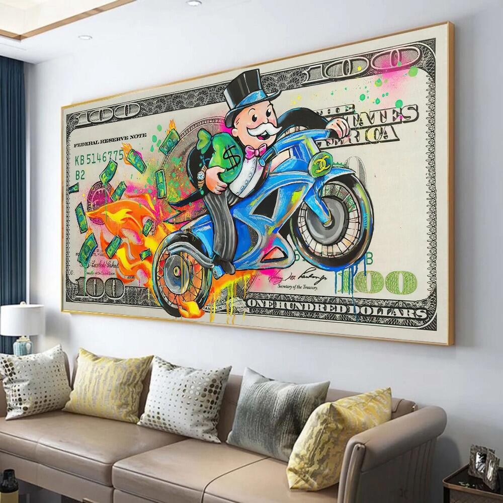 Famous Abstract Graffiti Monopoly Man Colorful Art Prints Dollar Bill ...