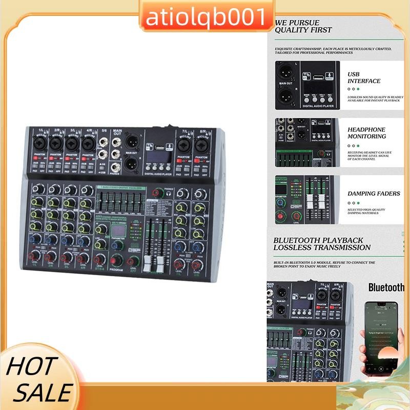 Professional 8 Channel Audio Mixer Built-in 99DSP 7-Segment Balanced ...