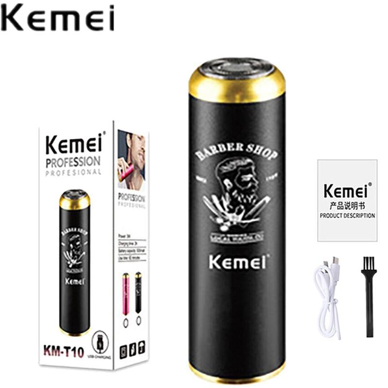 KEMEI KM-T10 Mini Men Electric Shaver Wet and Dry Use USB Rechargeable Portable Shaving Machine ...