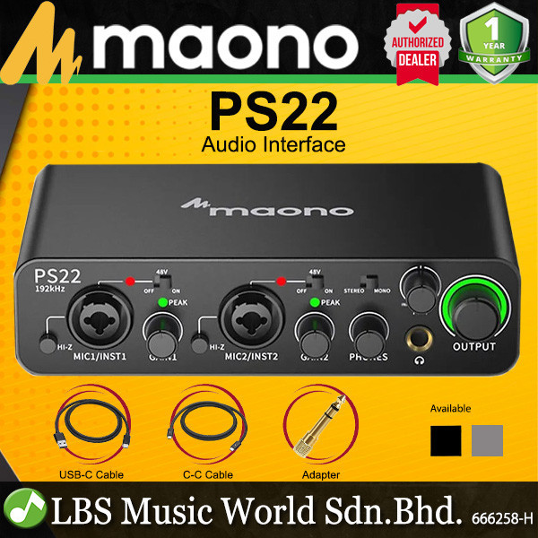 Maono PS22 Audio Interface for Recording Music Production and Guitar ...