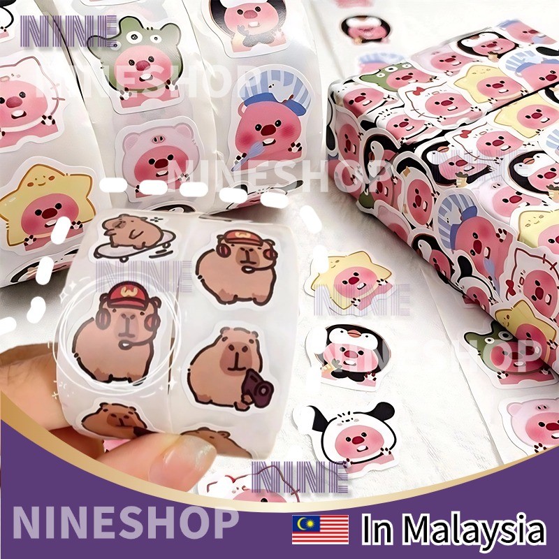 500pcs/Roll Capybara Loppy Kuromi Sealing Sticker Tapes Cartoon Pororo ...