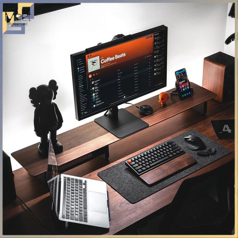 Monitor Heightening Rack Solid Wood Desktop Screen Base Bracket Walnut ...