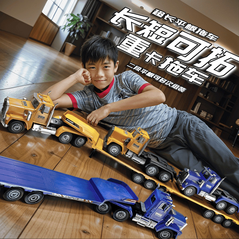 Kawalan Jauh Trak Katil Rata Trak Tunda Separa Treler Mainan Trak Besar ...