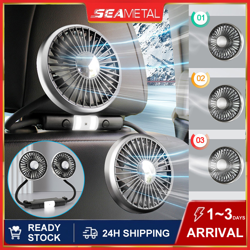 SEAMETAL Car Strong Dual Fan Back Rear Seat Headrest USB Cooling Fan ...
