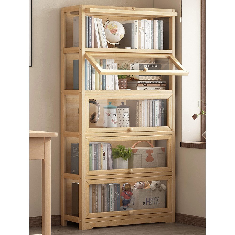 Rak Buku Kayu Pepejal Kegunaan Rumah Rak Buku dengan Pintu Rak ...