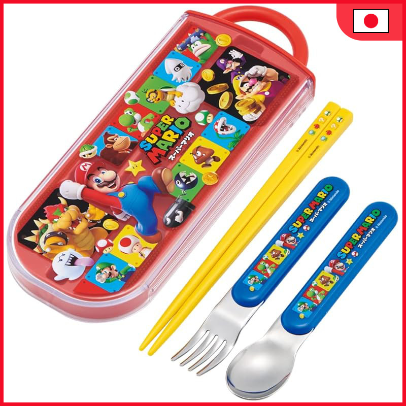 Skater Kids' Super Mario Lunch Set - Trio Cutlery Set with Chopsticks ...