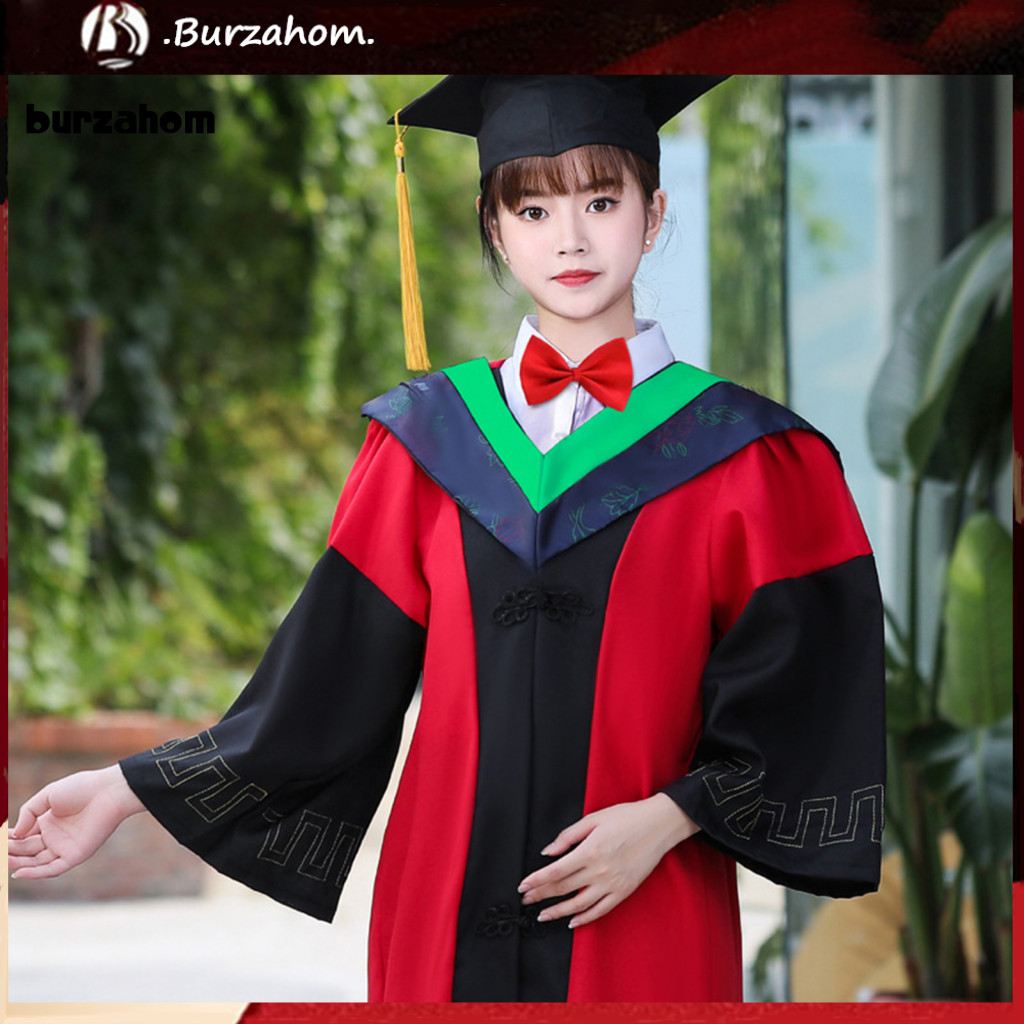 BUR_ Fully-crafted Fabric Graduation Gown Polyester Fiber Graduation ...