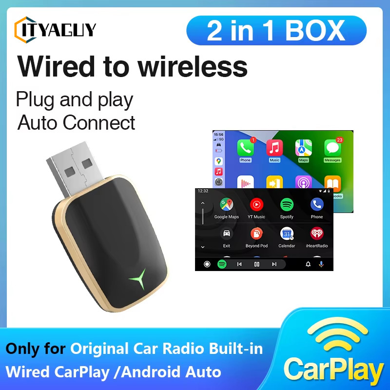 2 in1 Wireless CarPlay Box Wireless Android Auto Box For Car Radio with ...