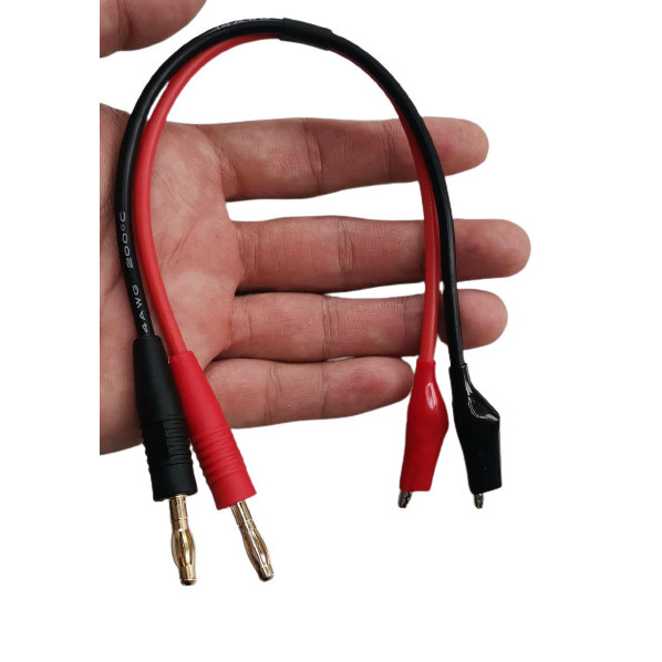 20cm 14awg cable banan connector 4.0 4mm to alligator clip crocodile ...