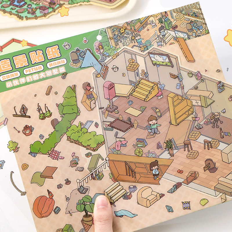 Extra Large Cartoon Scene Labels, Children's Big Villa & Birthday Party ...