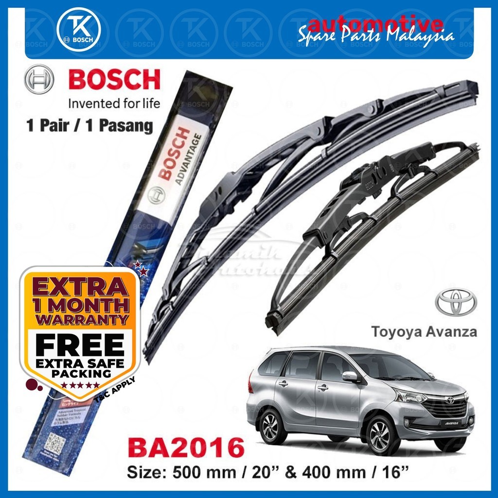 Toyota Avanza Car Front Windscreen Wiper Size 20" & 16" (1 Pair) BA2016 ...