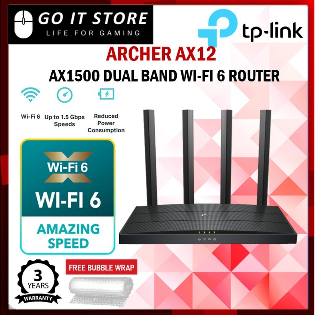TP-LINK Router Archer AX12 WiFi 6 AX1500 Dual Band Wireless Boosted Wi ... TP-LINK Router Archer AX12 WiFi 6 AX1500 Dual Band Wireless Boosted Wi ...
