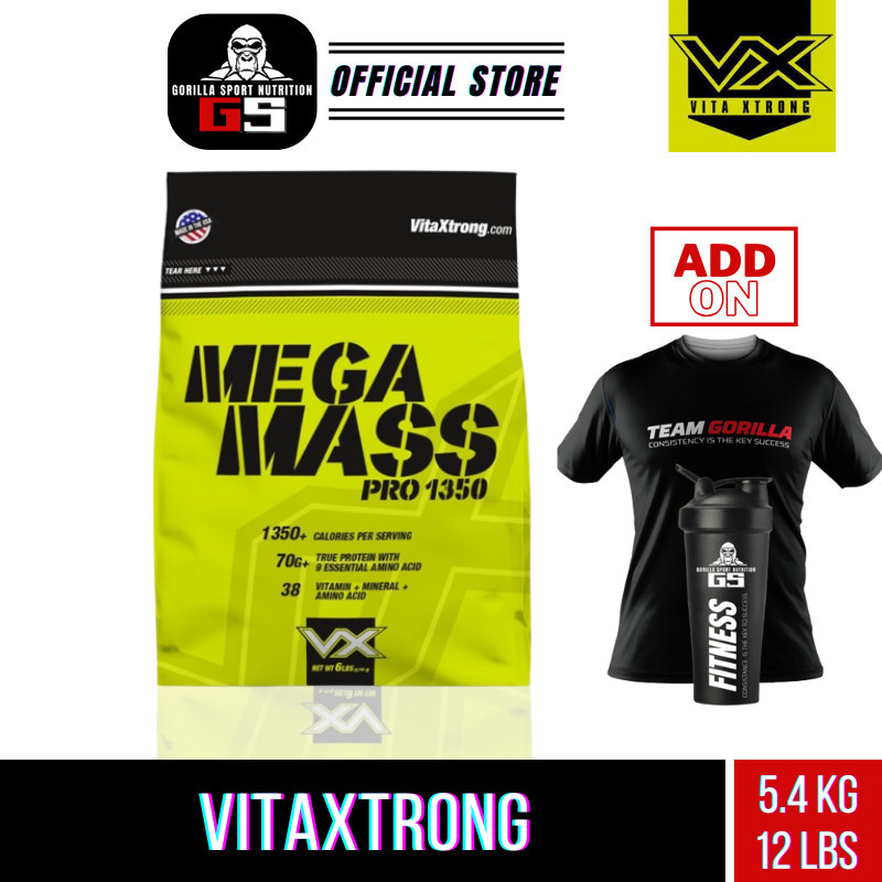 Mega Mass Pro Halal Protein With Casein Vitaxstrong (12lbs /5.4kg ...