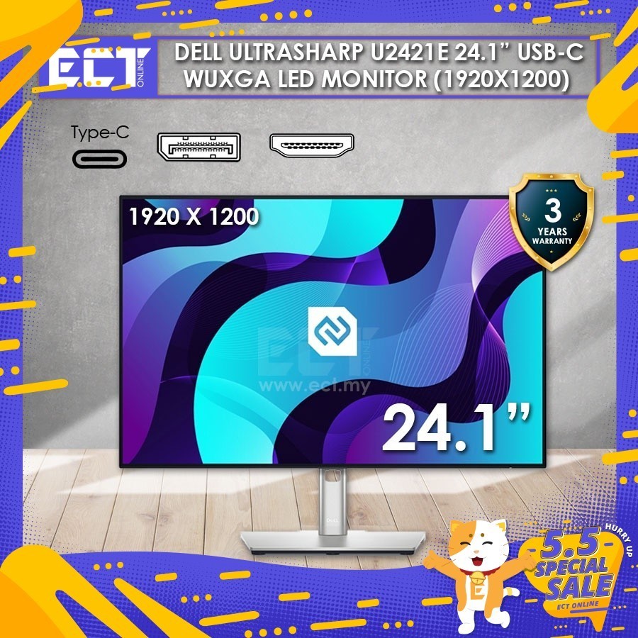 Dell U2421E 24.1" WUXGA UltraSharp USB-C (1920 x 1200) 5MS IPS LED ...